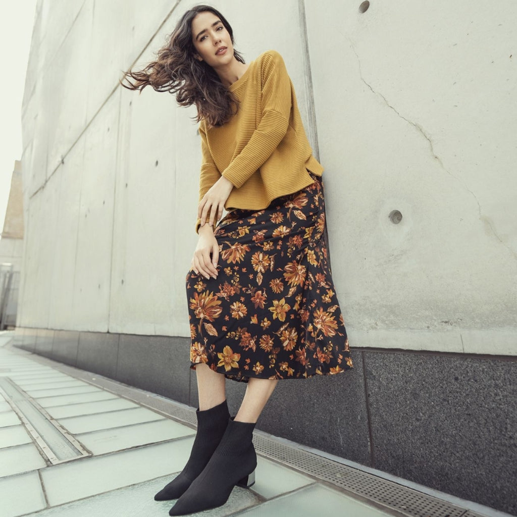 Cosmo Slip Skirt Black/Mustard Floral – The Mimi Boutique