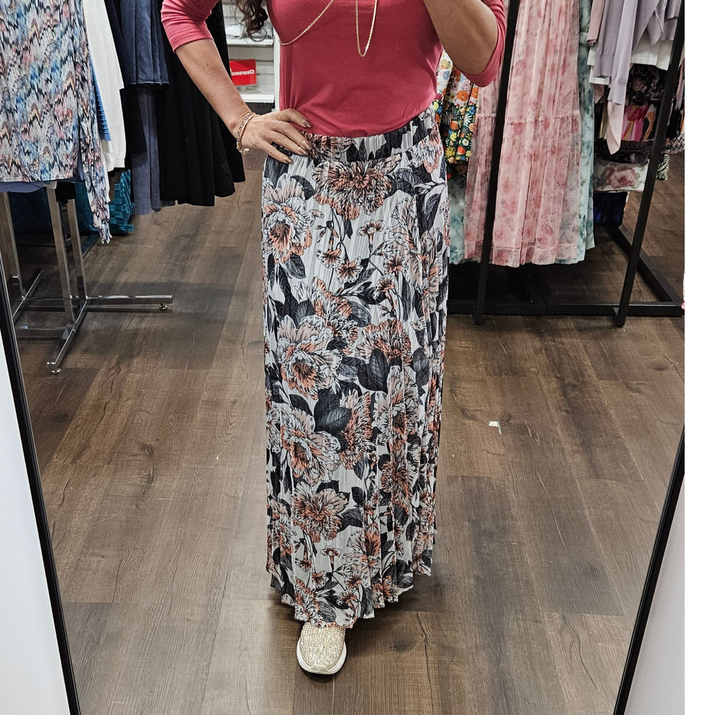Salmon Floral Chiffon Maxi Skirt Sam Fash – The Mimi Boutique