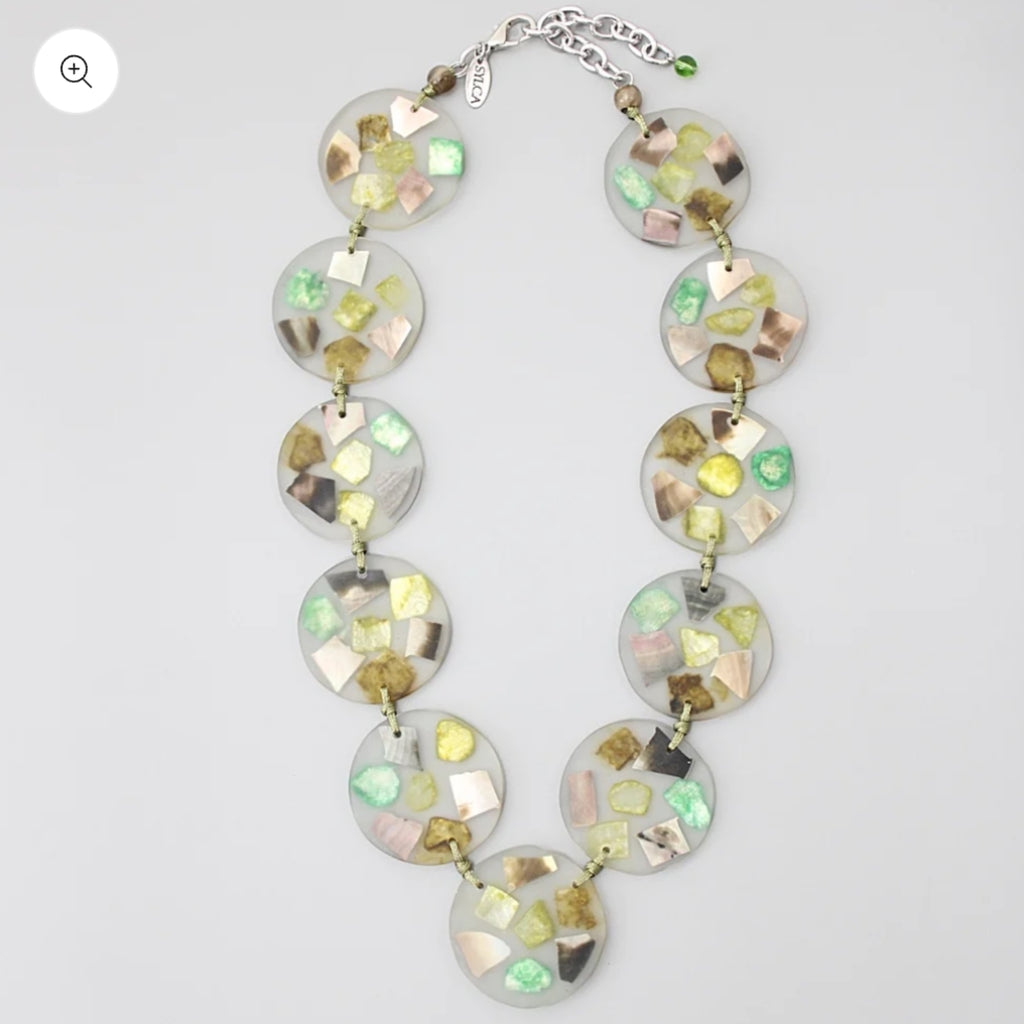 Green Iridescent Shell Claudia Necklace: Sylca – The Mimi Boutique